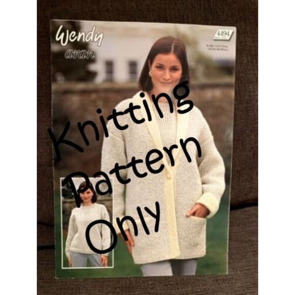 Wendy | Art | New Wendy 4494 Aran Round Neck Sweater And Wrap Jacket ...